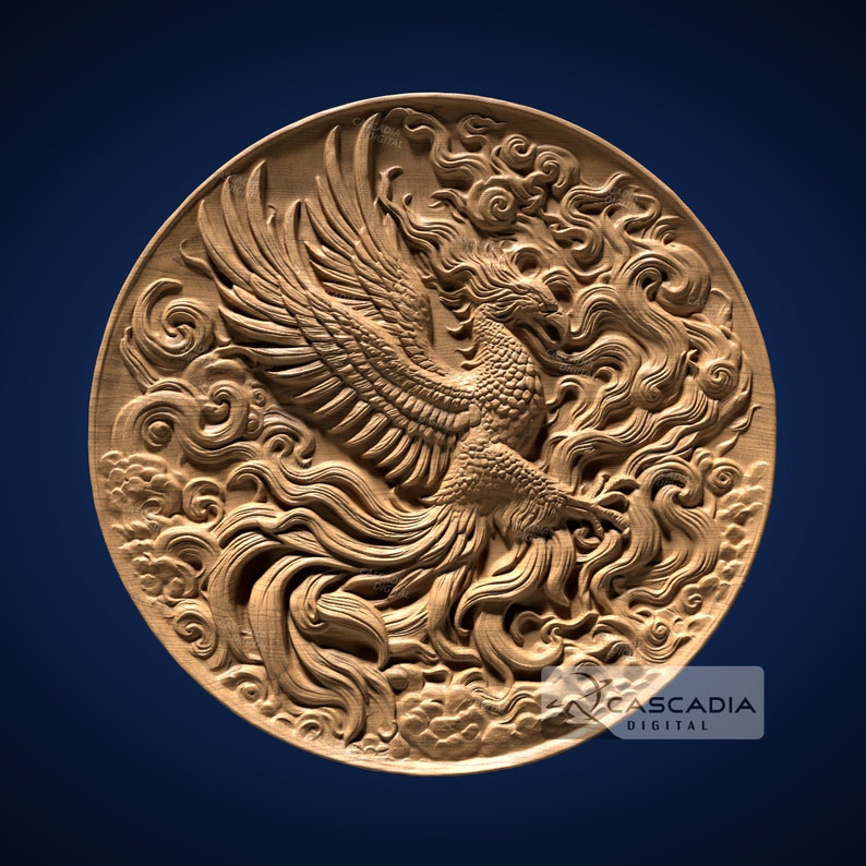 Phoenix Round 3D STL File for CNC Router, 3D Print, Casting, Wood ...