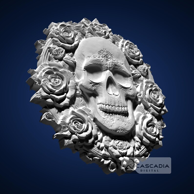 Caveira redonda - Modelo 3D STL para impressão CNC/3D - Moeda gótica de ...