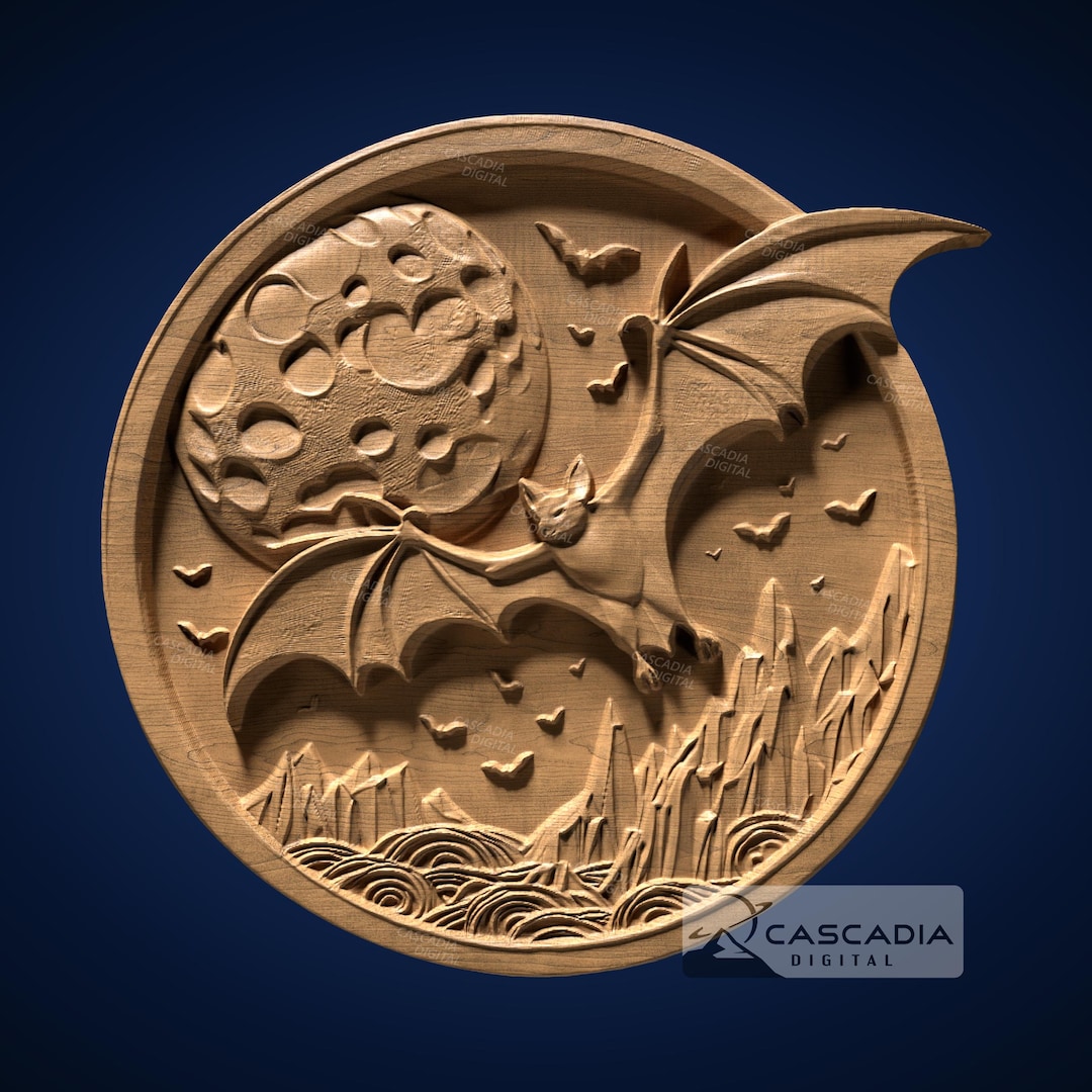Bat Moon Round - STL Model for CNC Router and 3D Printing - Etsy