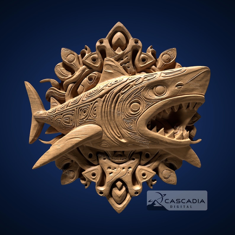 Shark Native Inuit 3D STL File for CNC Router, 3D Print, Casting, Wood ...