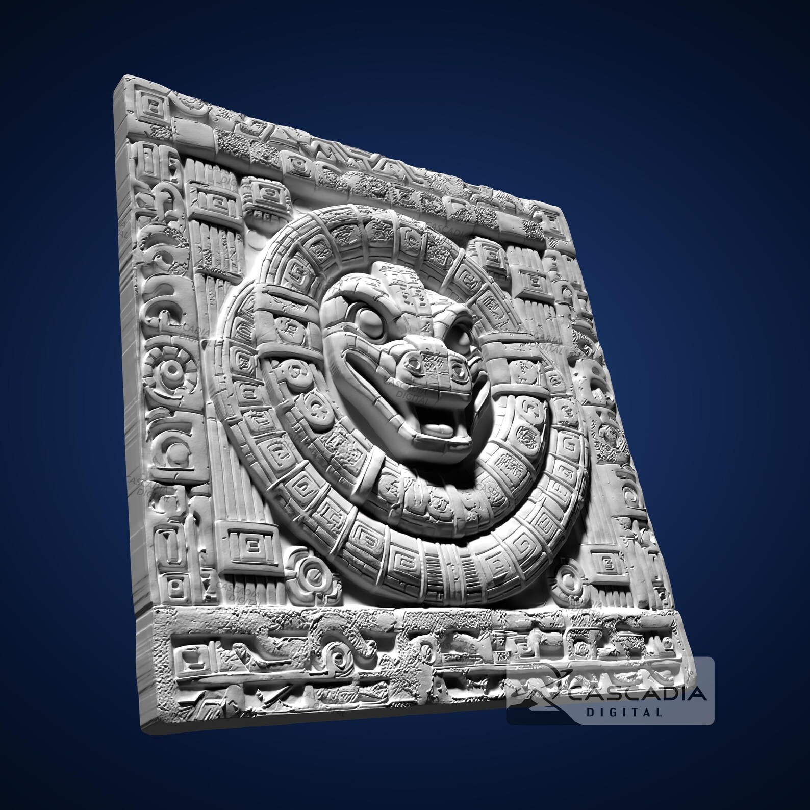 Snake Aztec - 3D STL Model for CNC/3D Printing - Mayan Mexico Brazil ...