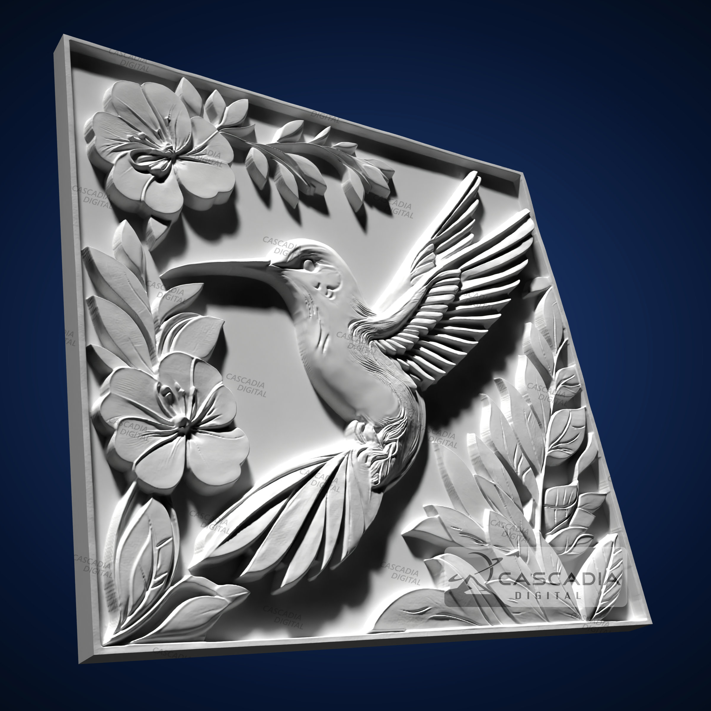 Hummingbird Flowers 3D STL File for CNC Router, 3D Print, Casting, Wood ...