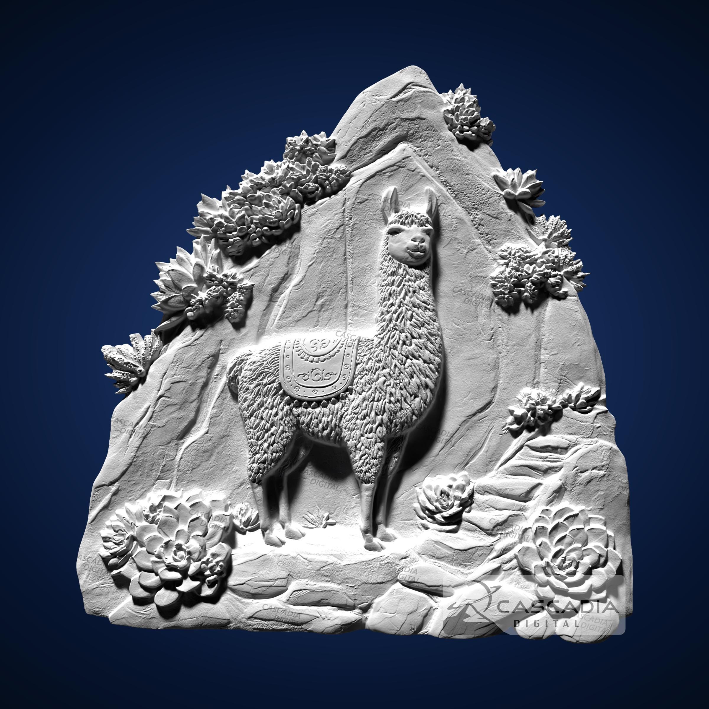Llama Alpaca Mountains - 3D STL Model for CNC/3D Printing - Cria Animal ...
