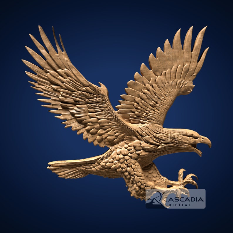Bald Eagle in Flight 3D STL File for CNC Router, 3D Print, Casting ...