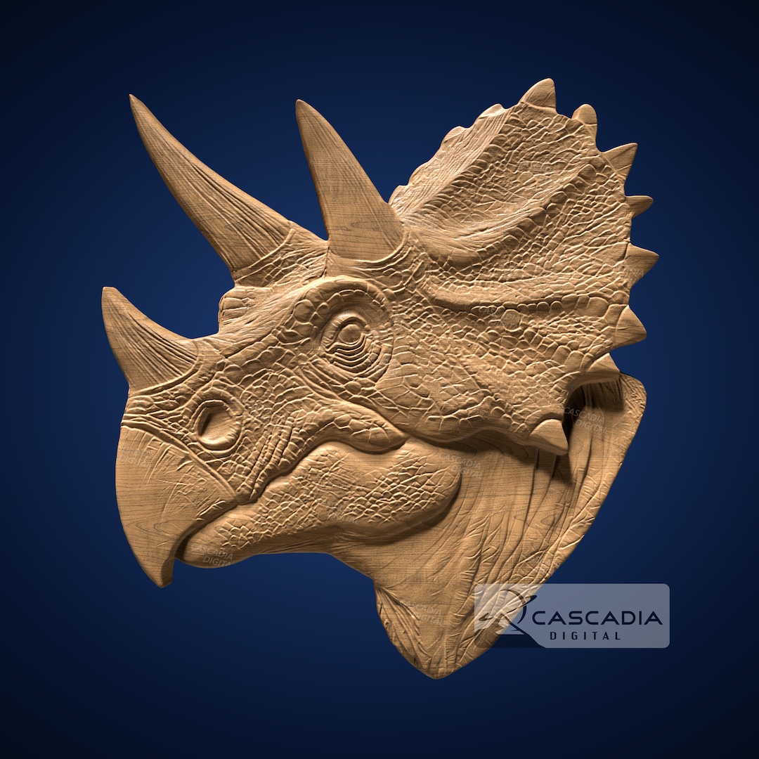 Triceratops Head - STL Model for CNC Router and 3D Printing - Etsy