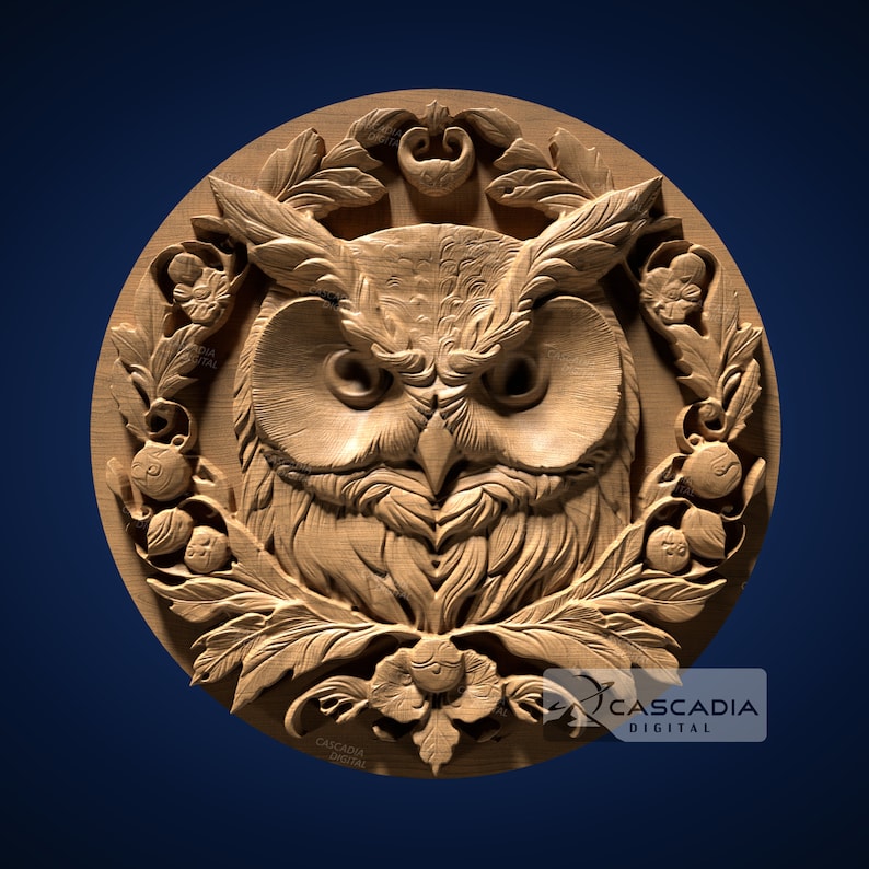 Owl Round 3d Stl File For Cnc Router 3d Print Casting Wood Carving