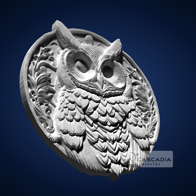 Owl Round 3d Stl File For Cnc Router 3d Print Casting Wood Carving