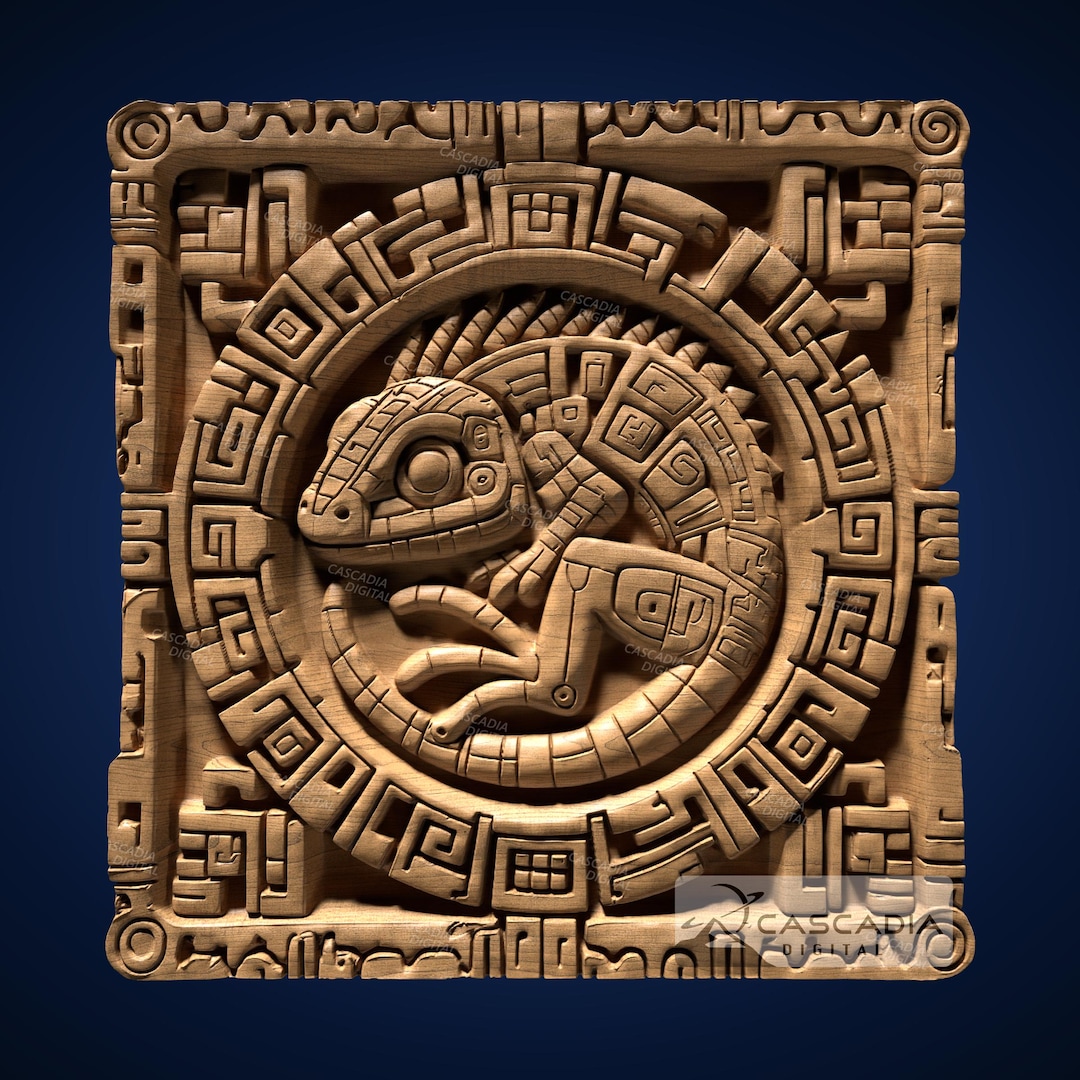 Lizard Aztec 3D STL File for CNC Router, 3D Print, Casting, Wood ...