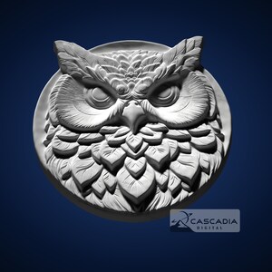 Owl Round 3D STL File for CNC Router, 3D Print, Casting, Wood Carving ...