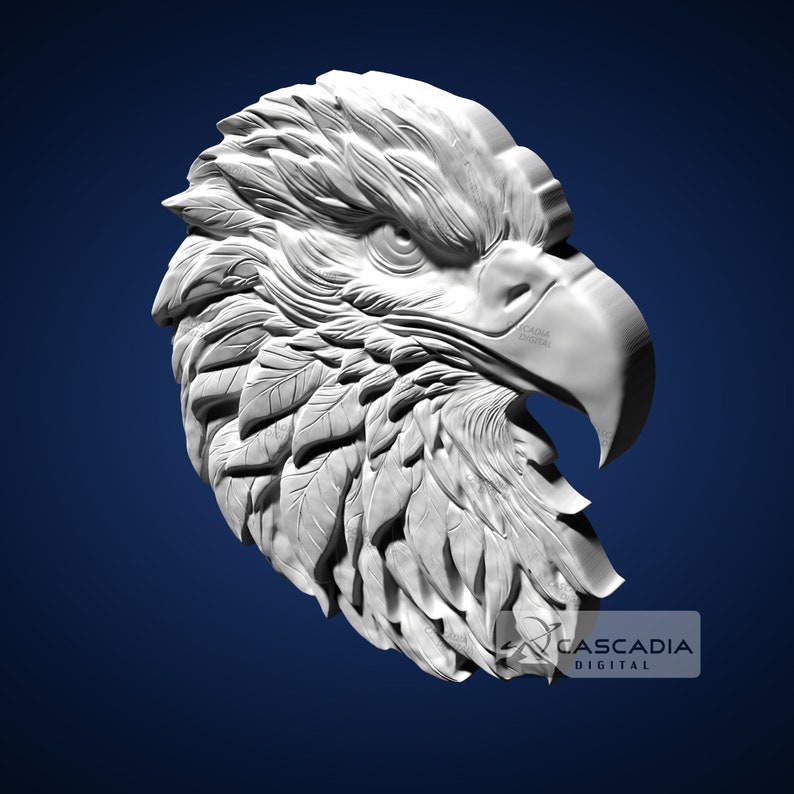 Eagle Head 3D STL File for CNC Router, 3D Print, Casting, Wood Carving ...