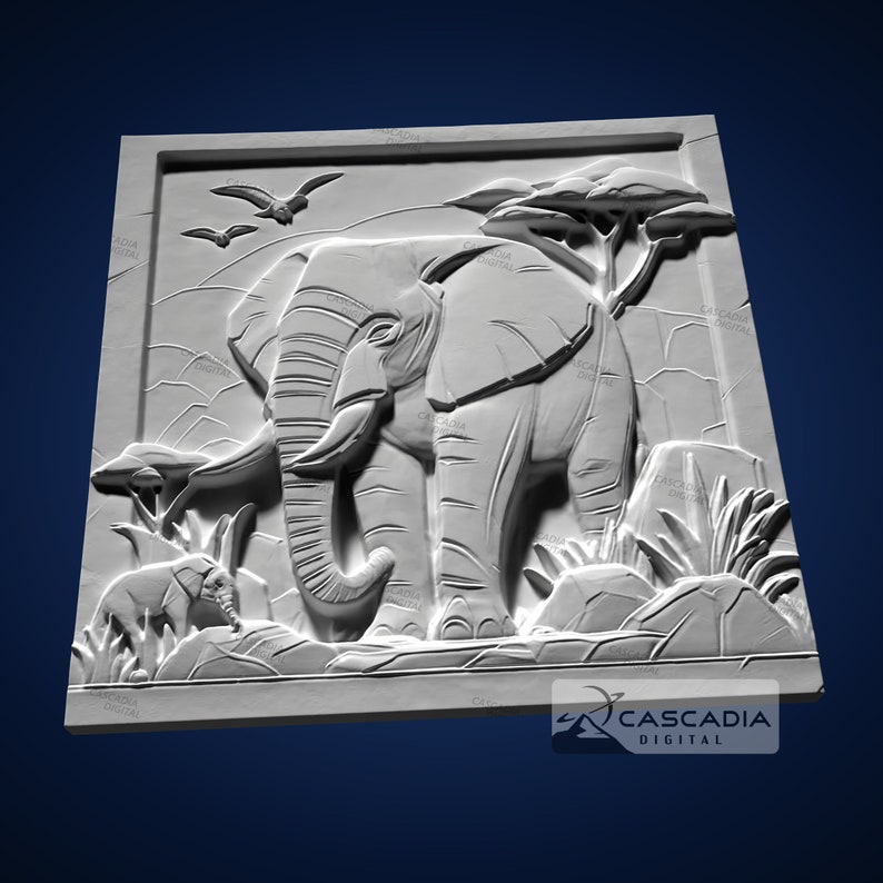 Elephant 3D STL File for CNC Router, 3D Print, Casting, Wood Carving ...