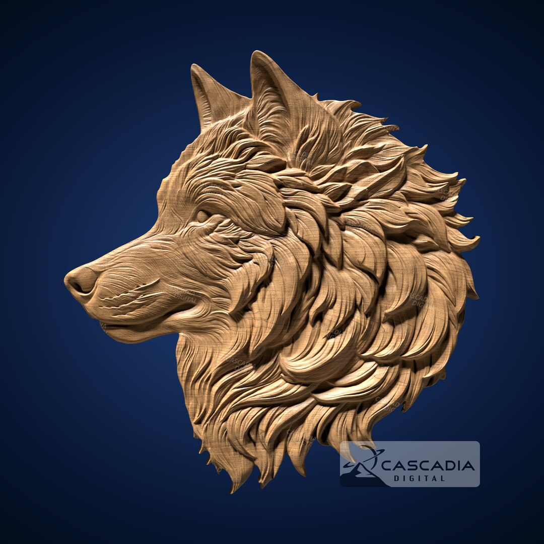 Wolf Head 3D STL File for CNC Router, 3D Print, Casting, Wood Carving ...