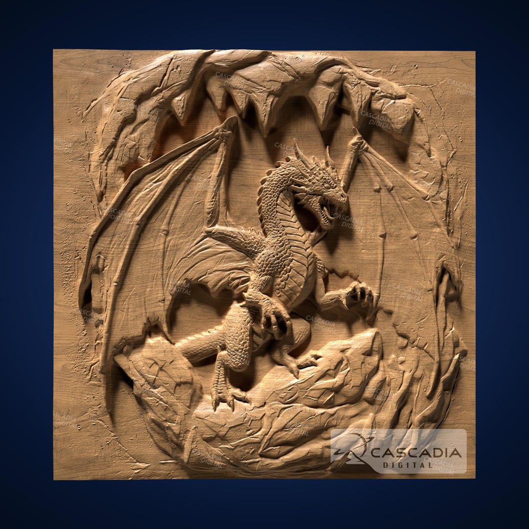 Dragon in Cave - STL Model for CNC Router and 3D Printing - Etsy