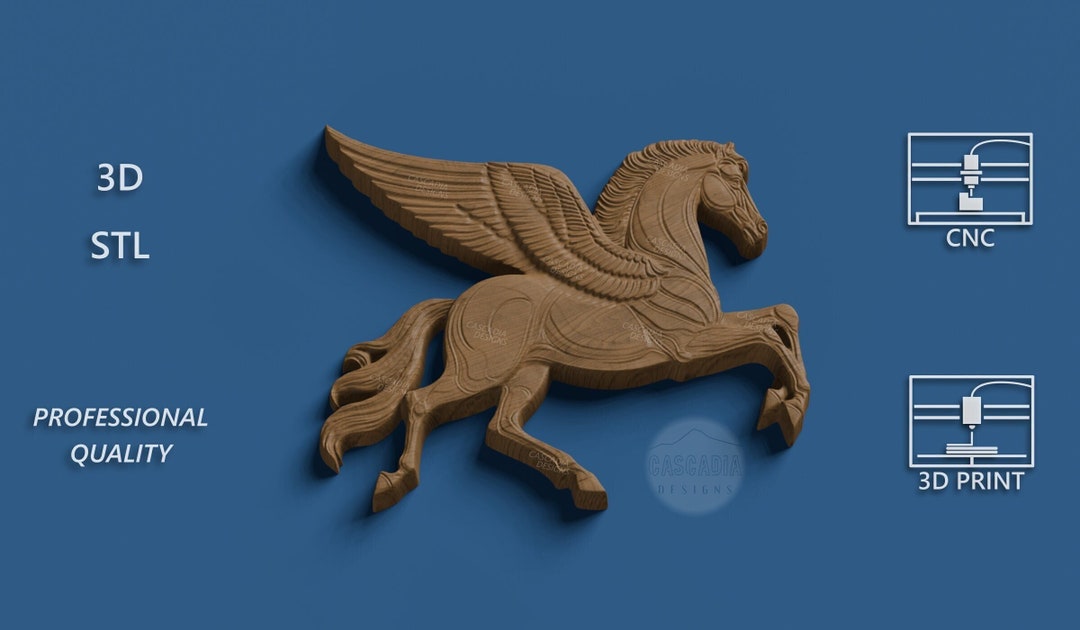 Pegasus 3D STL File for CNC cutting & 3D Printing Detailed Mythical ...