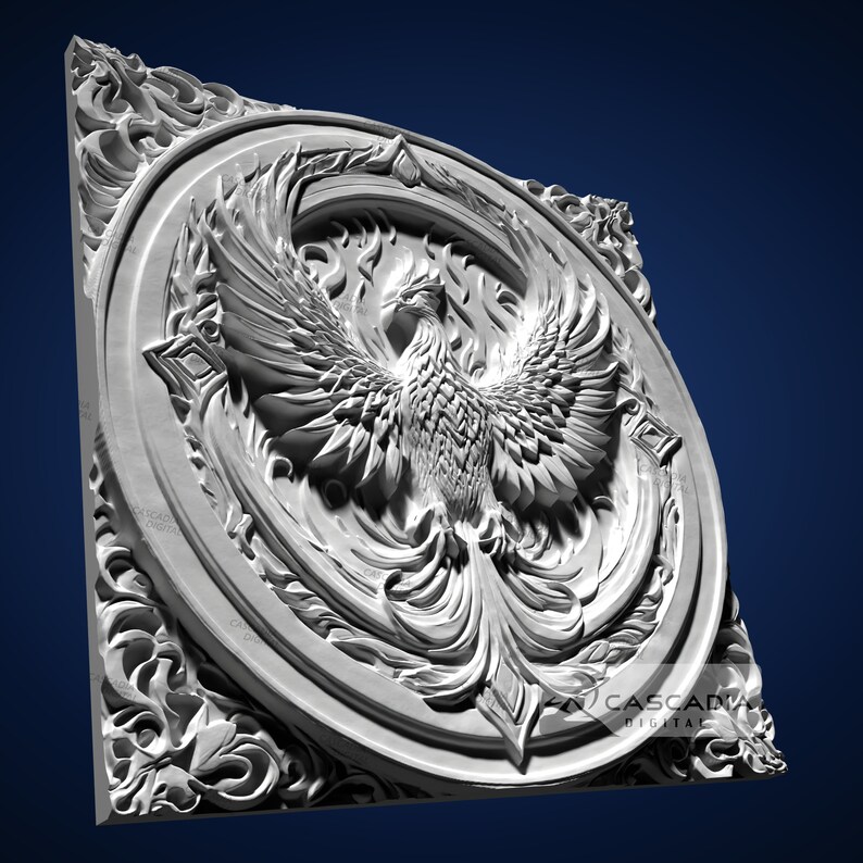 Phoenix Emblem 3D STL File for CNC Router, 3D Print, Casting, Wood ...