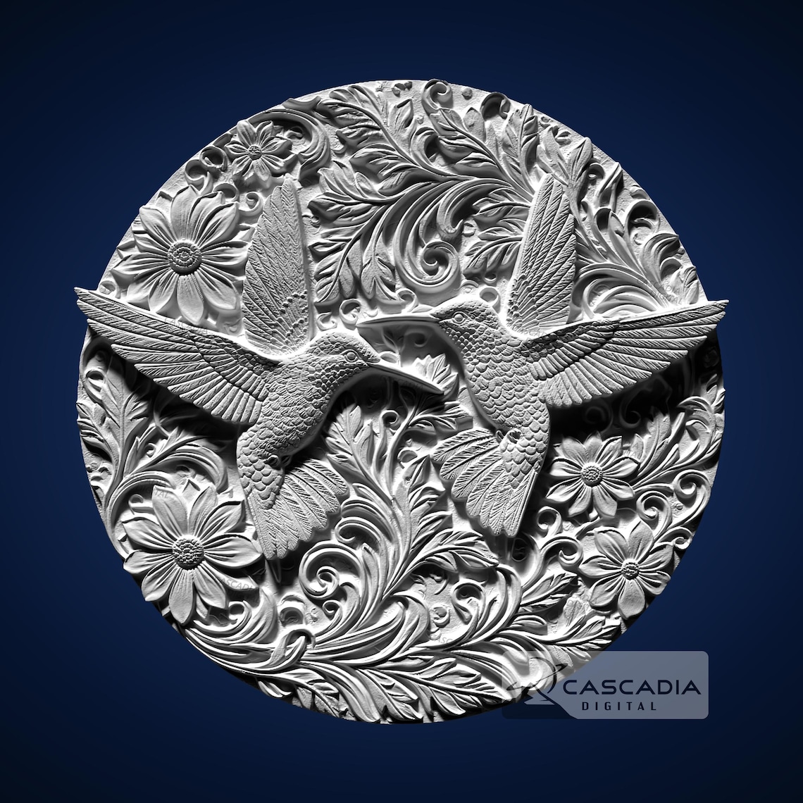 Hummingbirds Floral Round - STL Model for CNC Router and 3D Printing - Etsy
