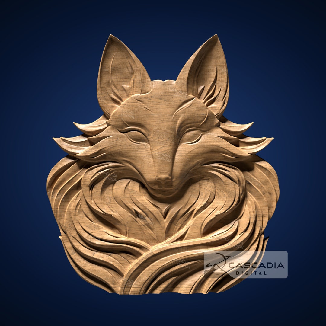 Fox Wolf Dog 3D STL File for CNC Router, 3D Print, Casting, Wood ...