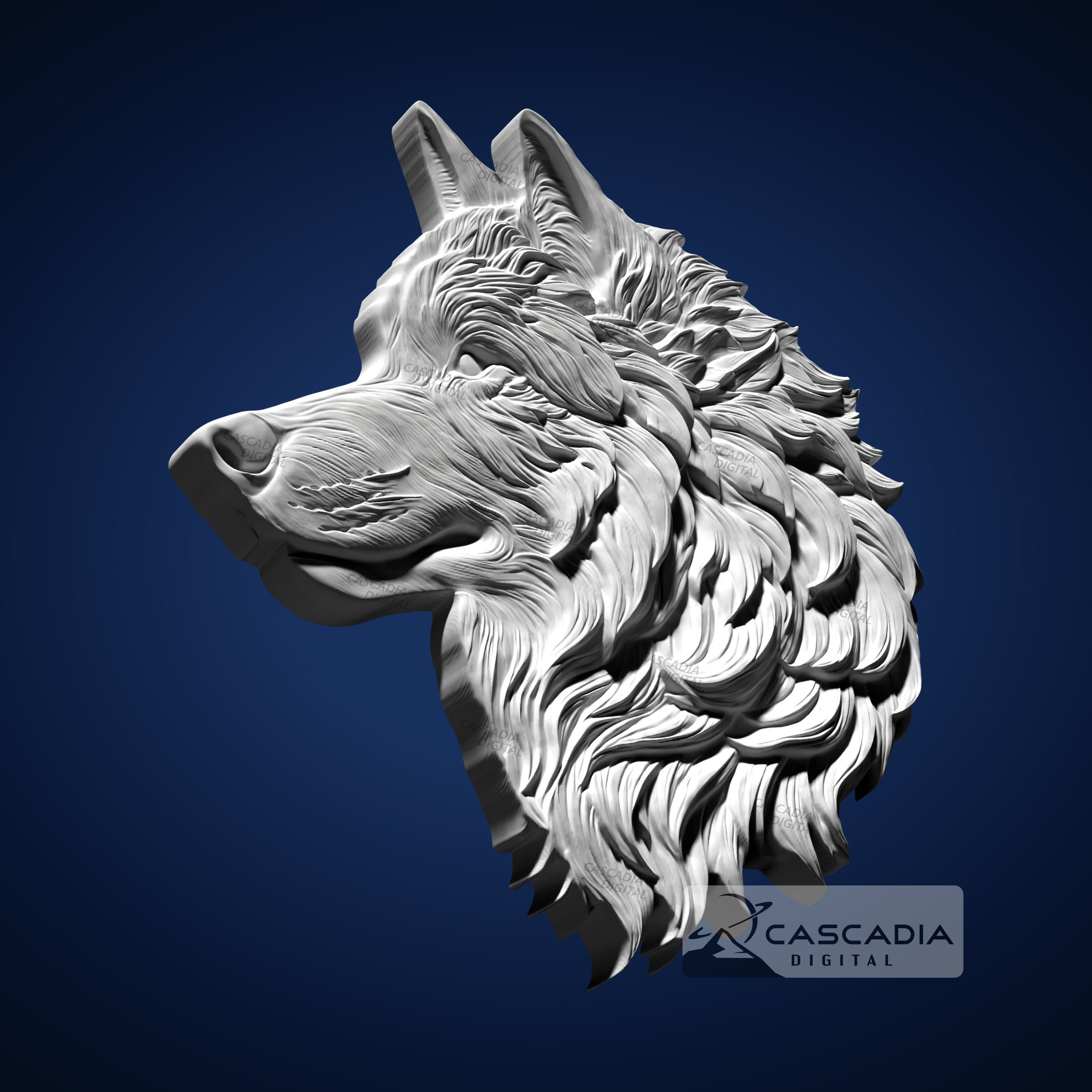 Wolf Head 3D STL File for CNC Router, 3D Print, Casting, Wood Carving ...