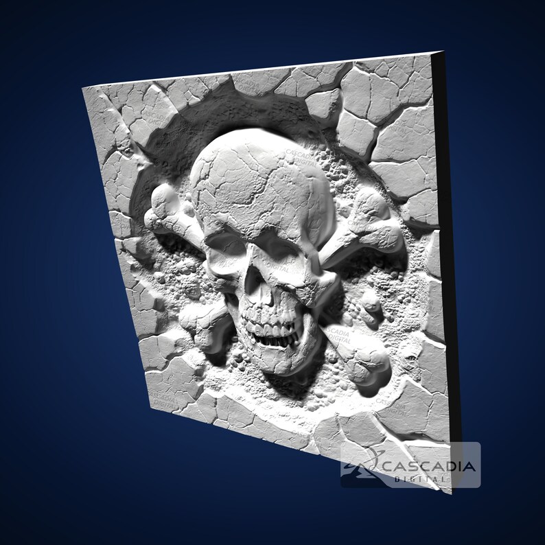 Skull Crossbones 3D STL File for CNC Router, 3D Print, Casting, Wood ...