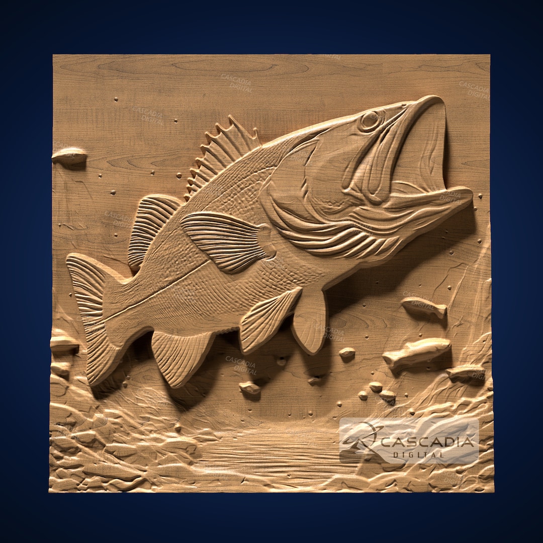 Large Mouth Bass 3D STL File for CNC Router, 3D Print, Casting, Wood ...
