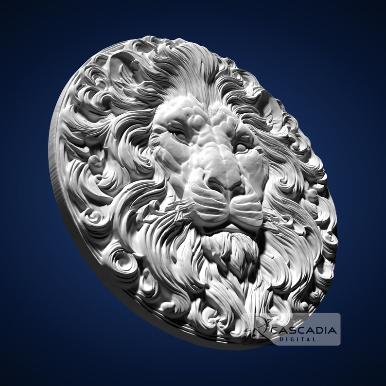 Buy Lion Head Round 3D STL File for CNC Router, 3D Print, Casting, Wood ...