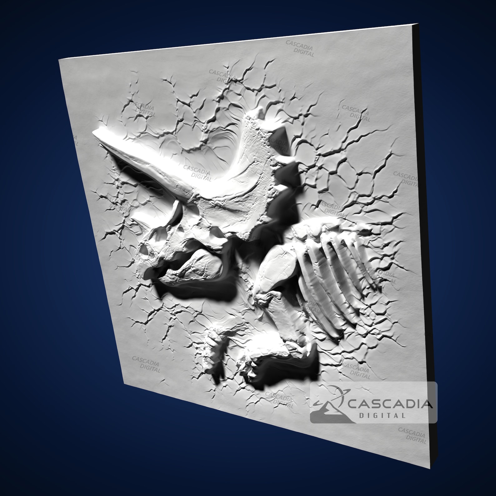 Triceratops Fossil Upper Body - STL Model for CNC Router and 3D ...