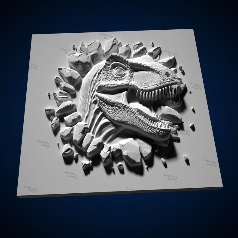 Raptor Head Breaking Through 3D STL File for CNC Router, 3D Print ...