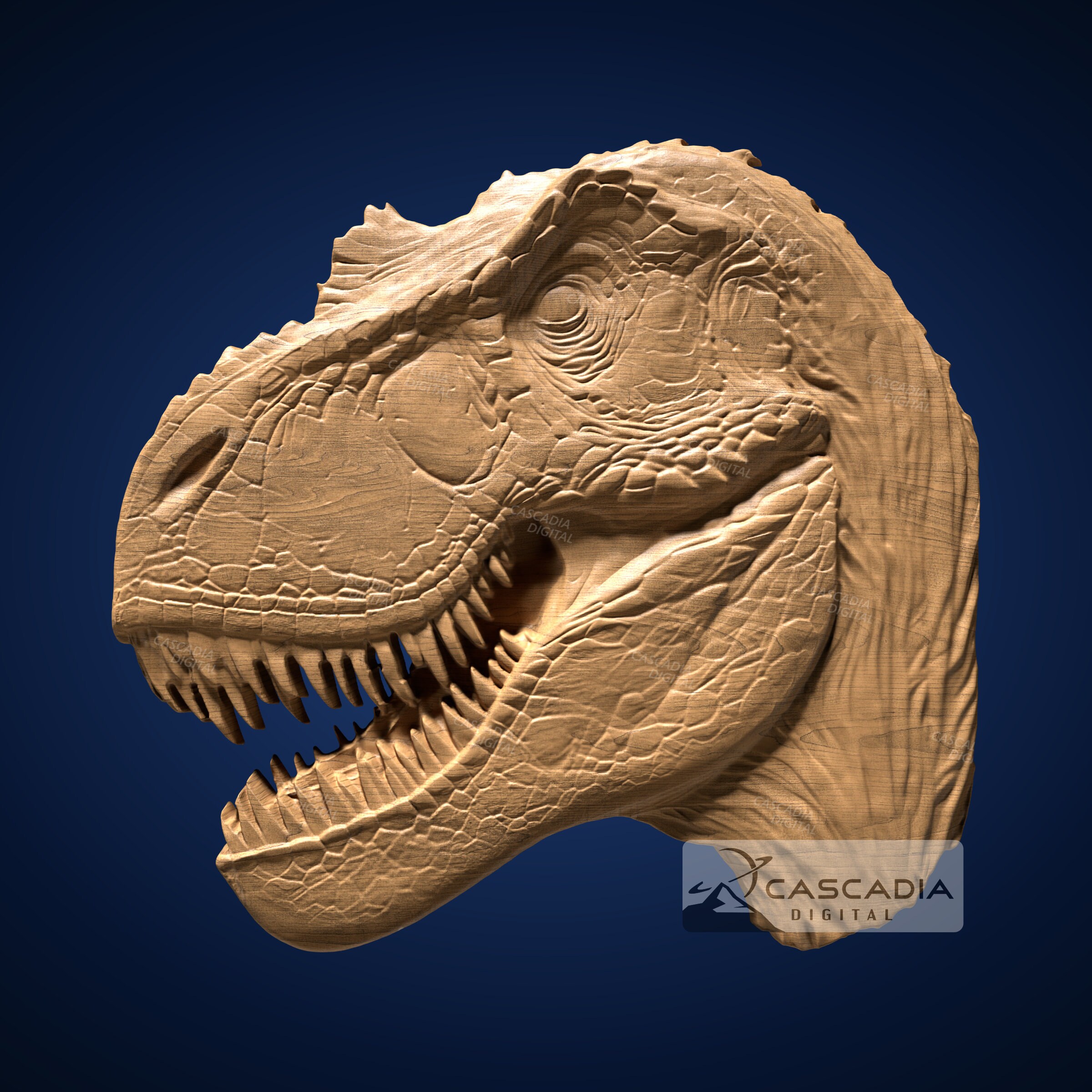 Trex Head 3D STL File for CNC Router, 3D Print, Casting, Wood Carving ...