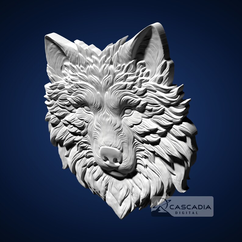 Wolf Head 3D STL File for CNC Router, 3D Print, Casting, Wood Carving ...