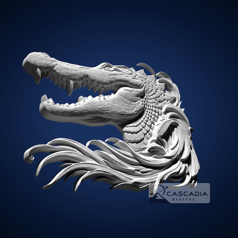 Gator Head 3D STL File for CNC Router, 3D Print, Casting, Wood Carving ...