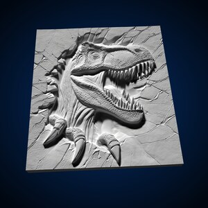 Raptor Head Breaking Through 3D STL File for CNC Router, 3D Print ...