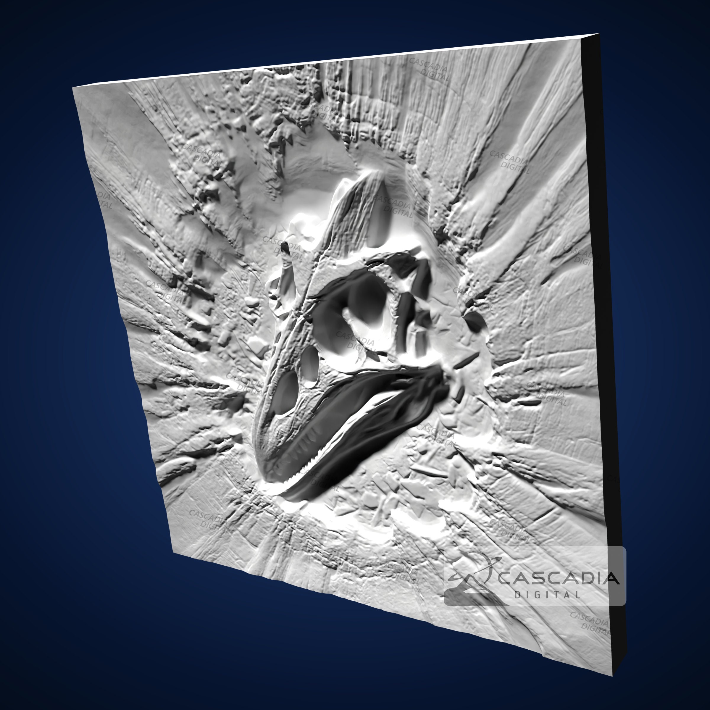 Pterodactyl Fossil Skull in Rock - STL Model for CNC Router and 3D ...