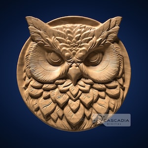 Owl Round 3D STL File for CNC Router, 3D Print, Casting, Wood Carving ...
