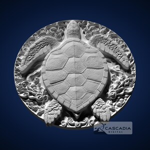 Sea Turtle Round 3D STL File for CNC Router, 3D Print, Casting, Wood ...