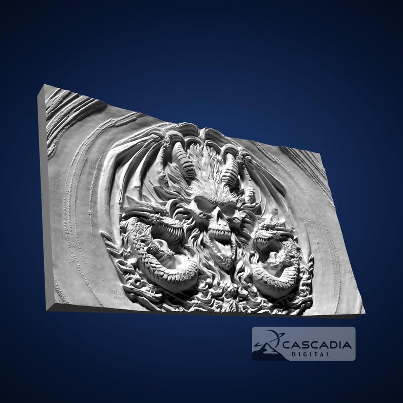 Dragon Skull 3D STL File for CNC Router, 3D Print, Casting, Wood ...