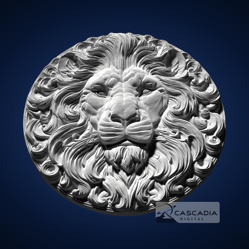 Buy Lion Head Round 3D STL File for CNC Router, 3D Print, Casting, Wood ...
