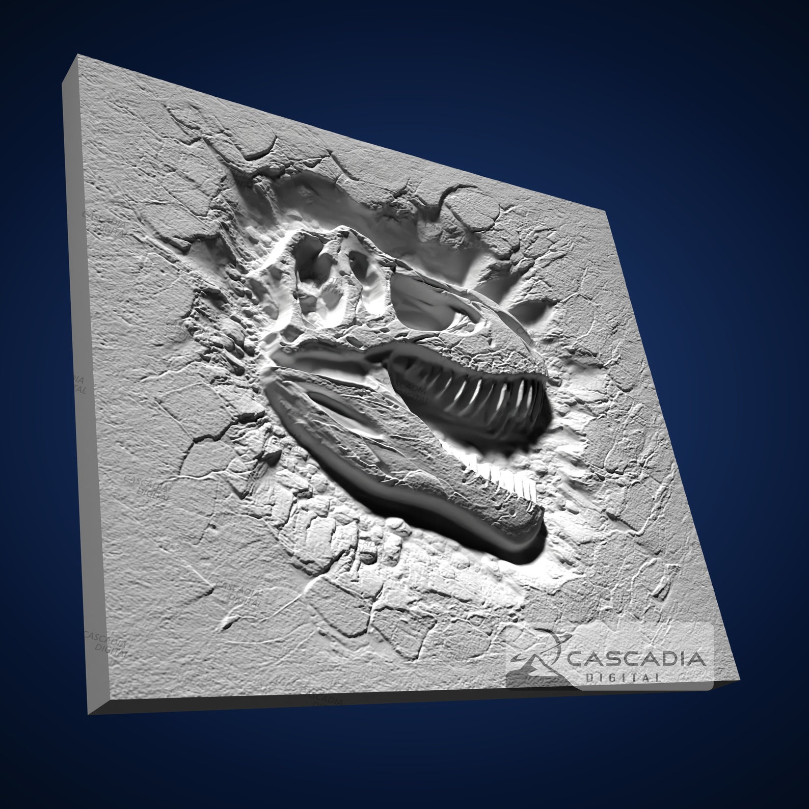 Trex Fossil Skull in Rock - STL Model for CNC Router and 3D Printing - Etsy