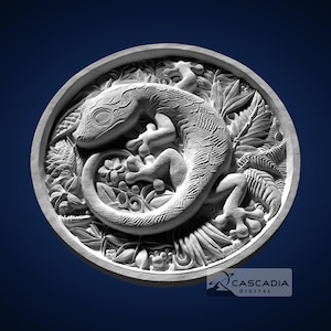 Gecko Round 3D STL File for CNC Router, 3D Print, Casting, Wood Carving ...