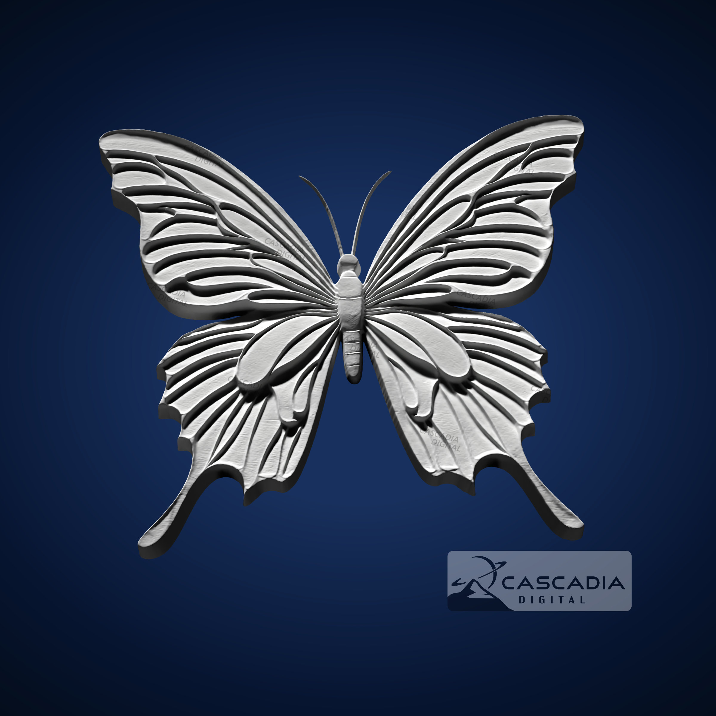 Butterfly 3D STL File for CNC Router & 3D Printing Wood Carving 3D ...