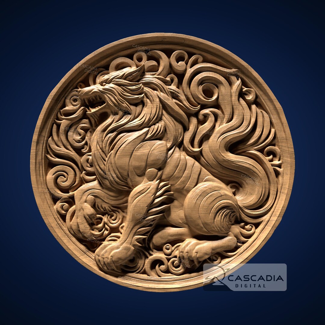 Wolf Round 3D STL File for CNC Router, 3D Print, Casting, Wood Carving ...