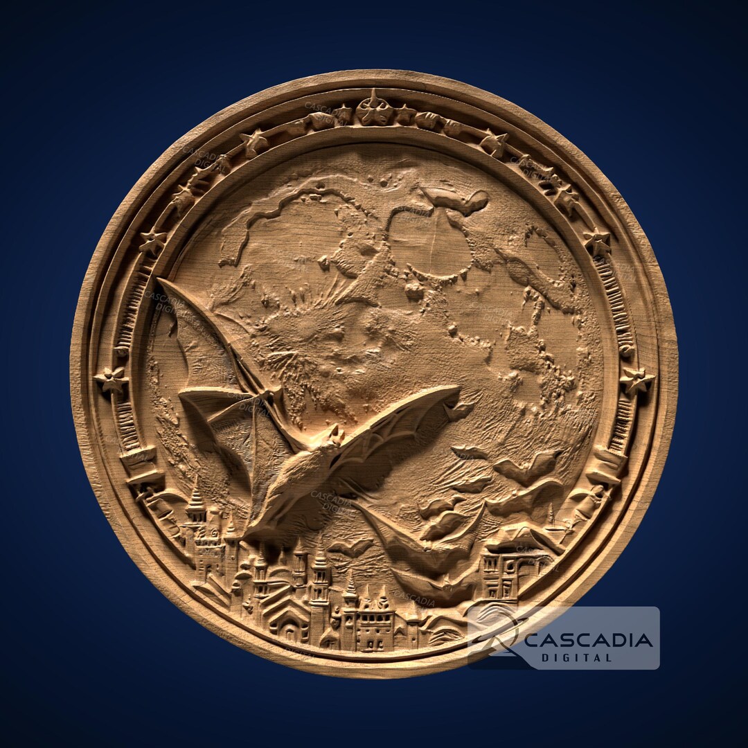 Bat Moon Round - STL Model for CNC Router and 3D Printing - Etsy