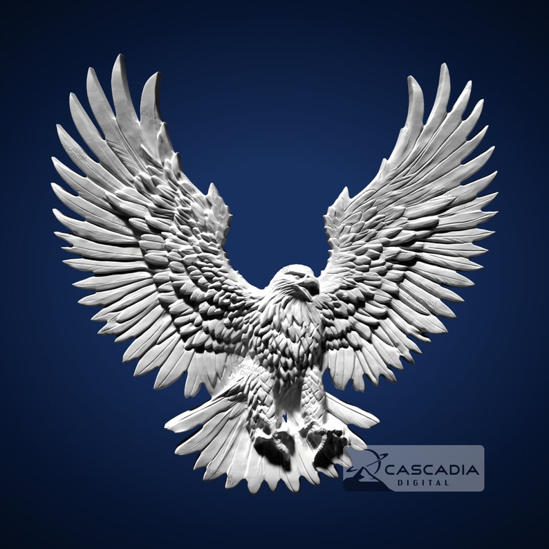 Bald Eagle in Flight 3D STL File for CNC Router, 3D Print, Casting ...