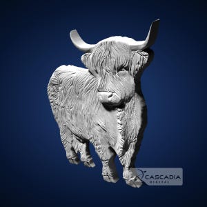 Highland Cow Steer 3D STL File for CNC Router, 3D Print, Casting, Wood ...
