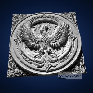 Phoenix Emblem 3D STL File for CNC Router, 3D Print, Casting, Wood ...