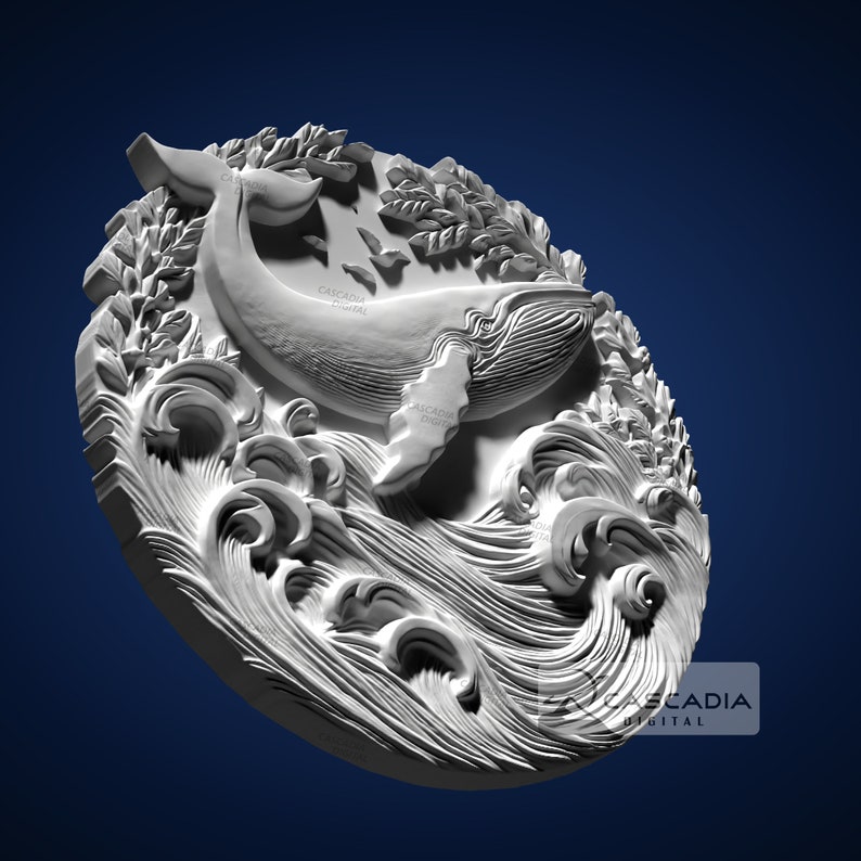 Whale Round - STL Model for CNC Router and 3D Printing - Etsy