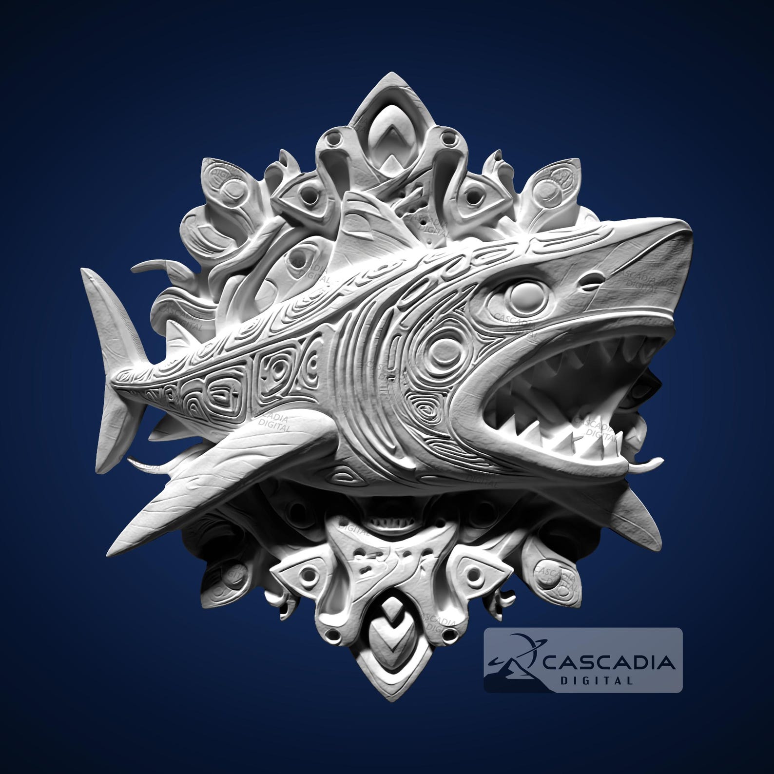 Shark Native Inuit 3D STL File for CNC Router, 3D Print, Casting, Wood ...