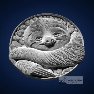 Sloth Round 3D STL File for CNC Router, 3D Print, Casting, Wood Carving ...