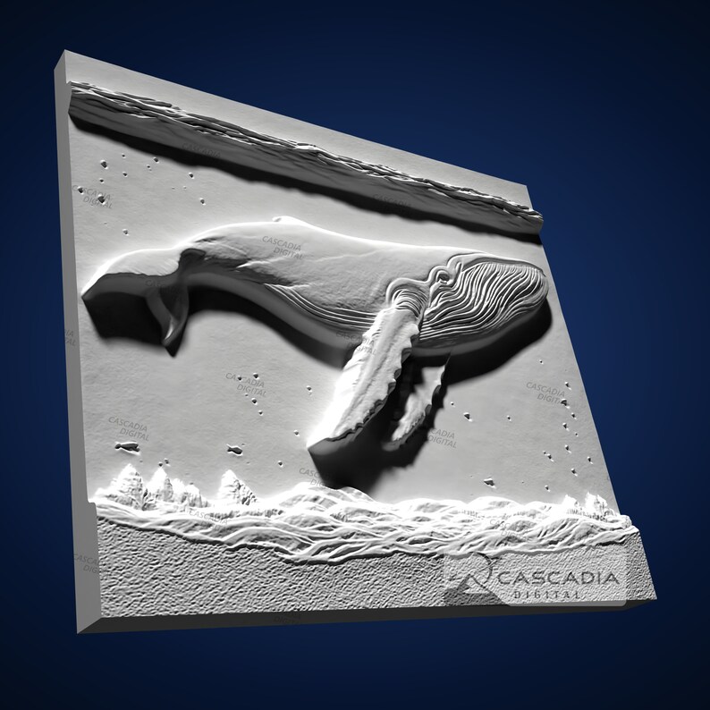 Blue Whale 3D STL File for CNC Router, 3D Print, Casting, Wood Carving ...