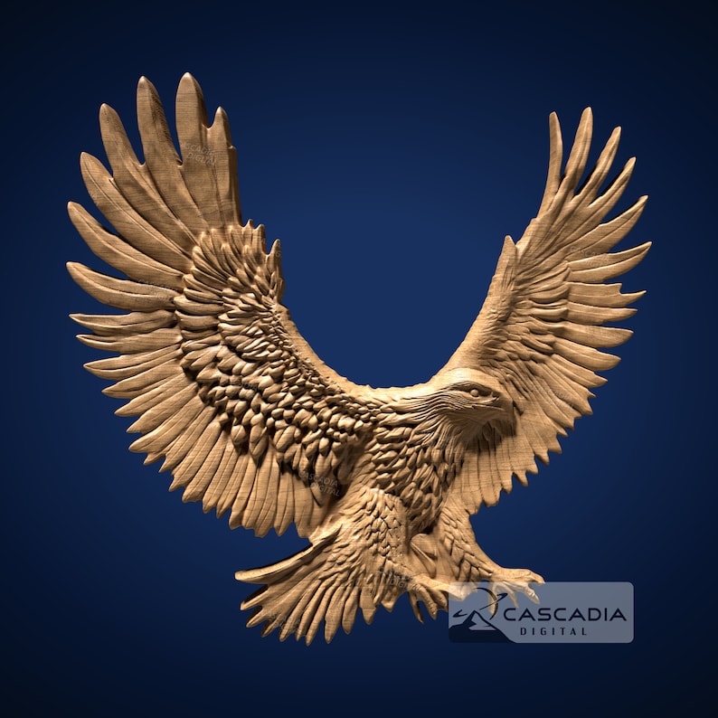 Bald Eagle in Flight 3D STL File for CNC Router, 3D Print, Casting ...