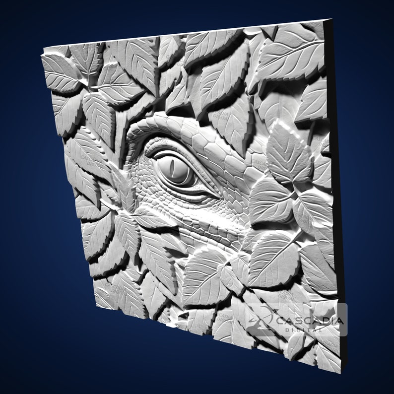 Raptor Eye in Leaves 3D STL File for CNC Router, 3D Print, Casting ...